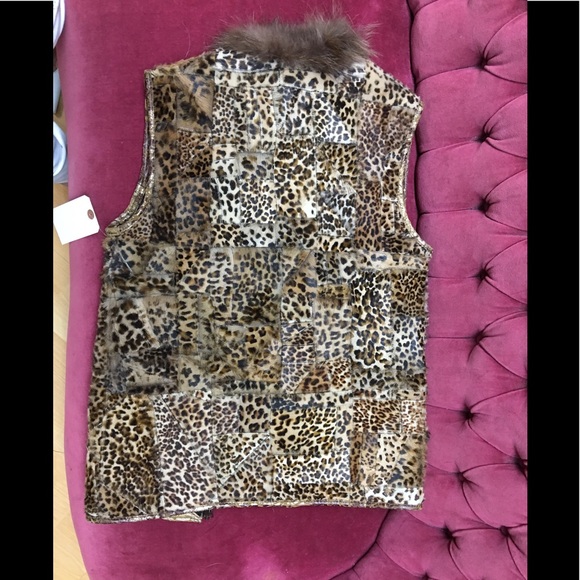 Misha Furs | Jackets & Coats | Leopard Print Pony Hair Vest Wfox Collar ...